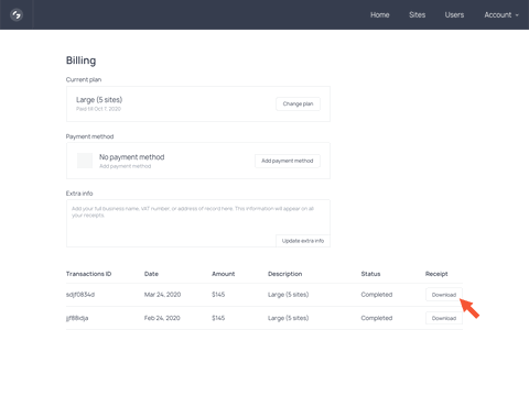 How to download a receipt | Getsitecontrol