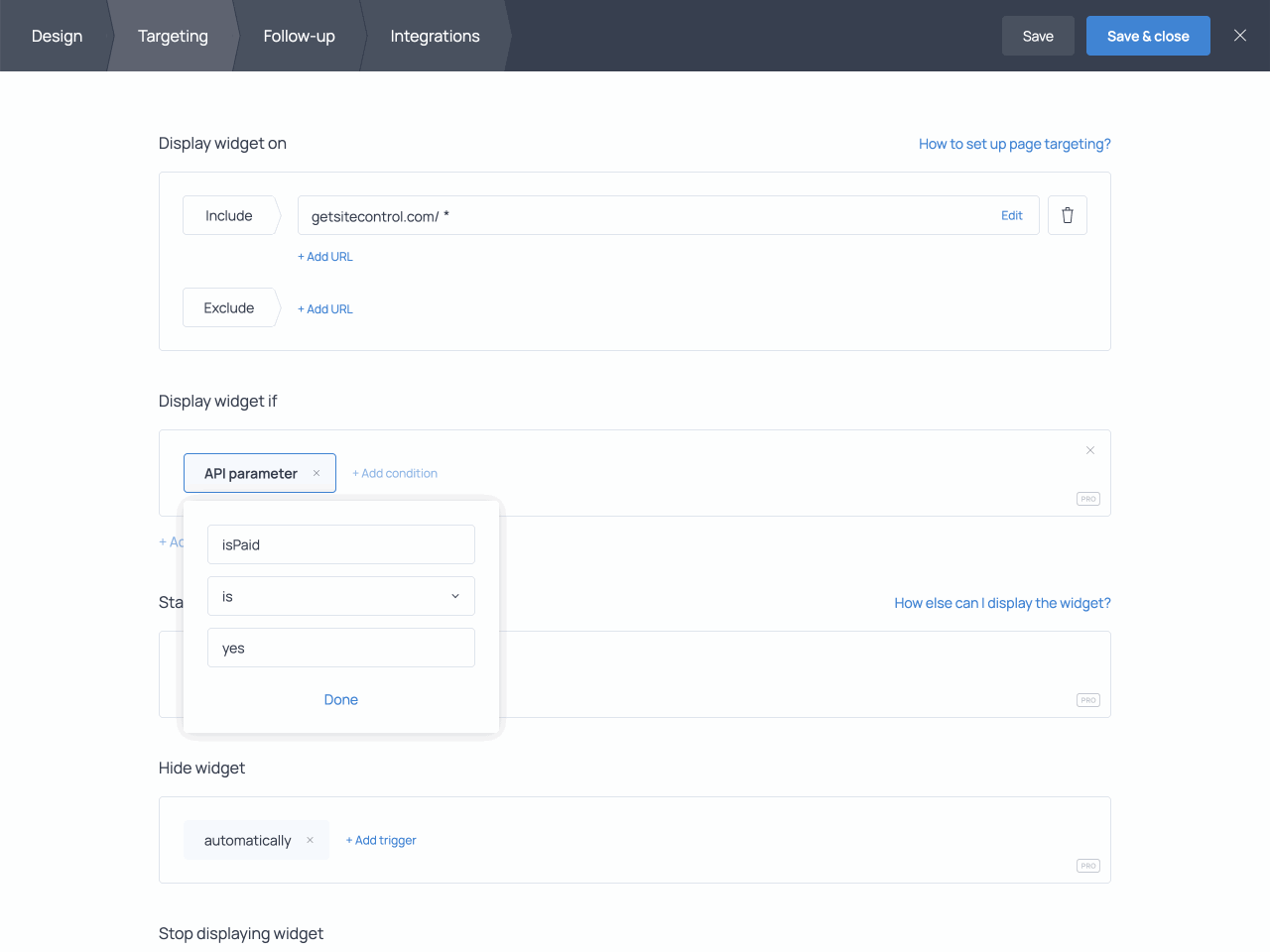 How to use Getsitecontrol widget API | Getsitecontrol