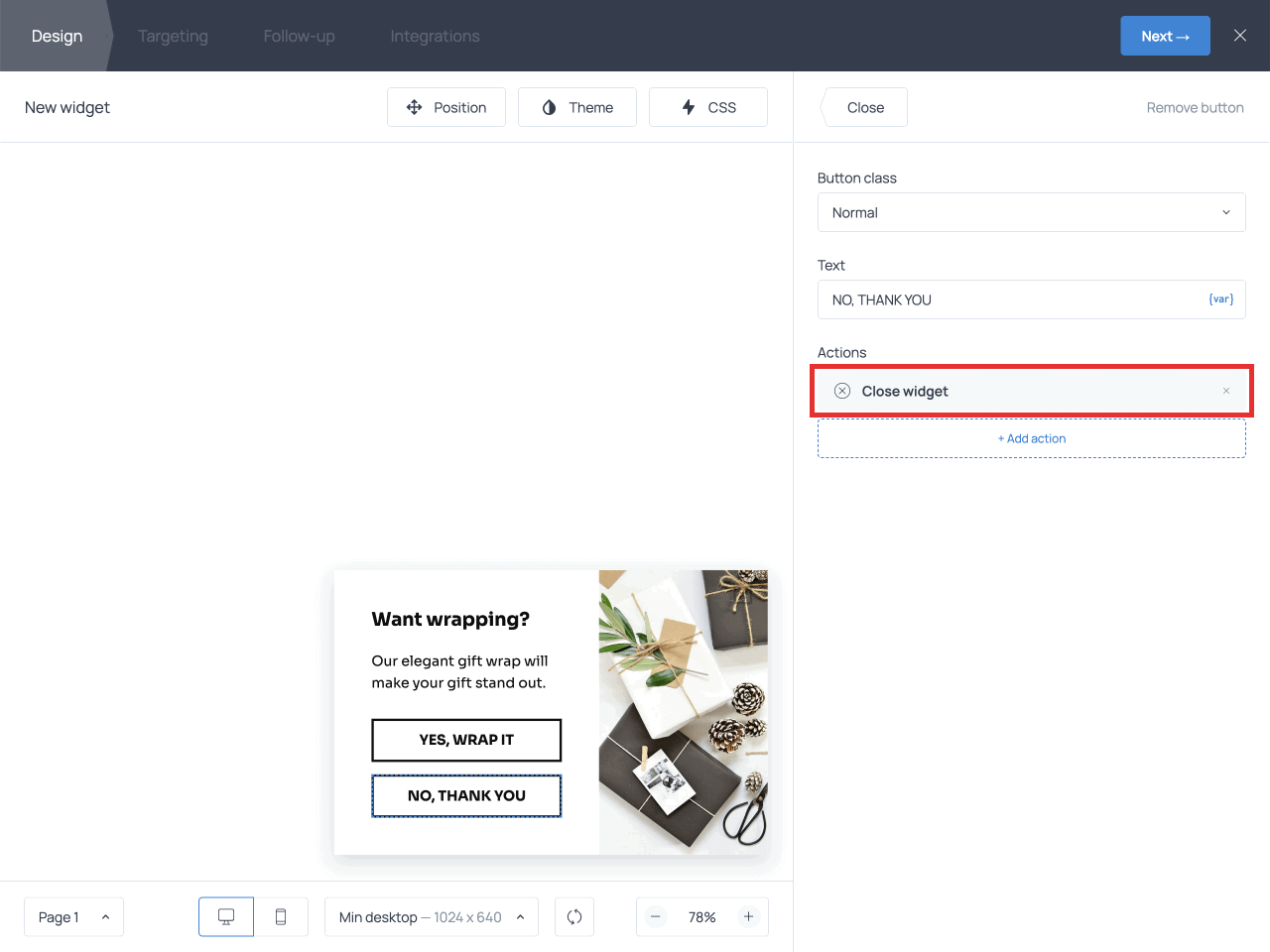 How to set up actions for widgets | Getsitecontrol