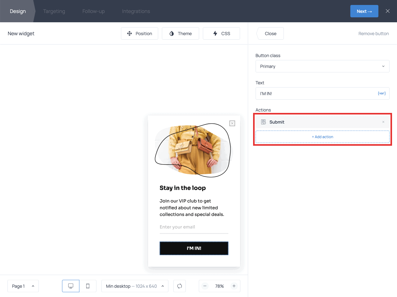 How to set up actions for widgets | Getsitecontrol