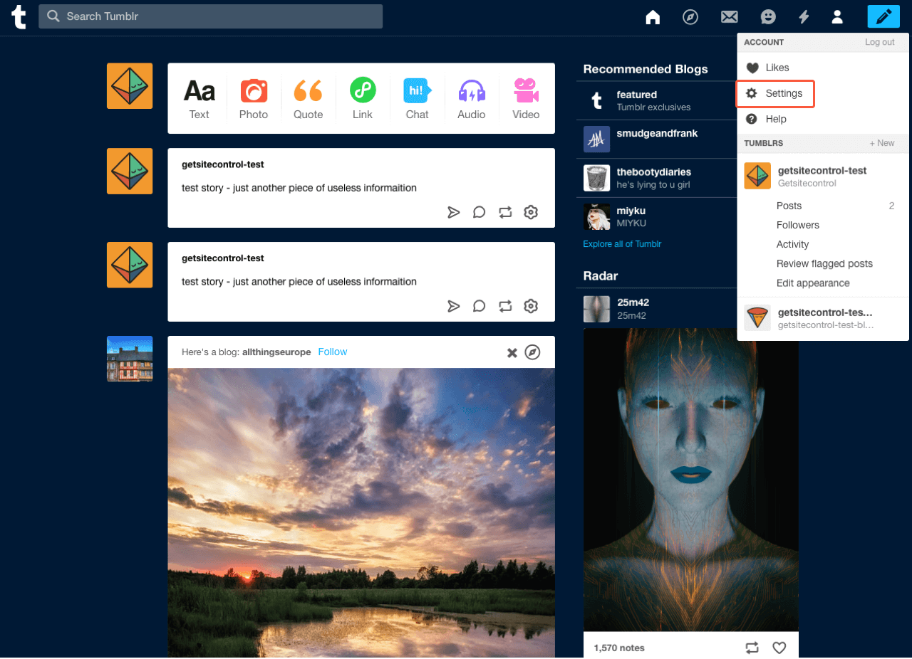 How to install widgets on Tumblr | Getsitecontrol