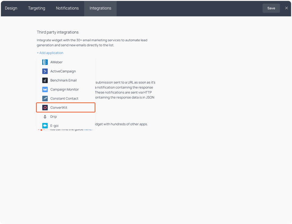 How to integrate widgets with ConvertKit | Getsitecontrol