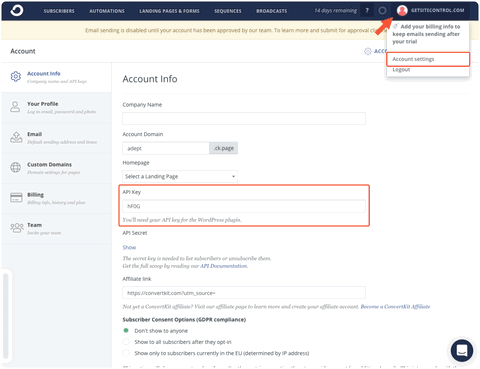 How to integrate widgets with ConvertKit | Getsitecontrol