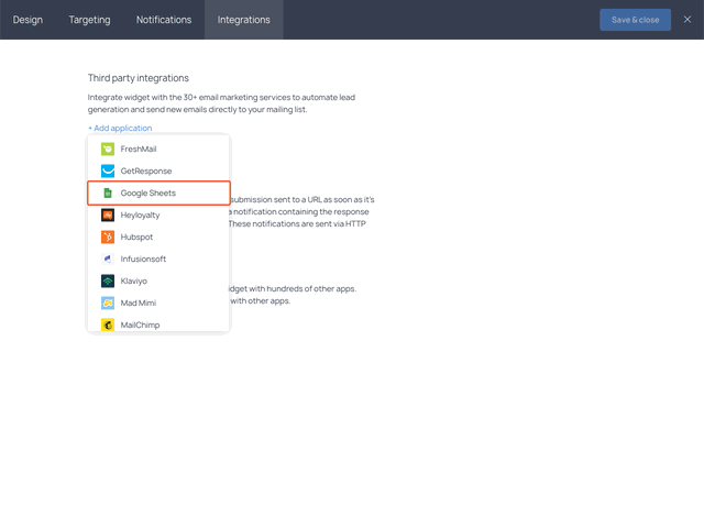 How to integrate widgets with Google Sheets | Getsitecontrol