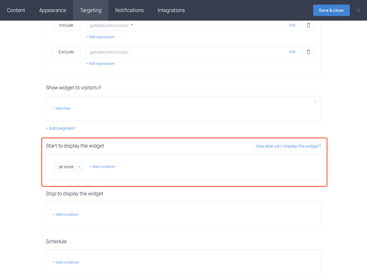 How To Set Up Targeting For Widgets Getsitecontrol